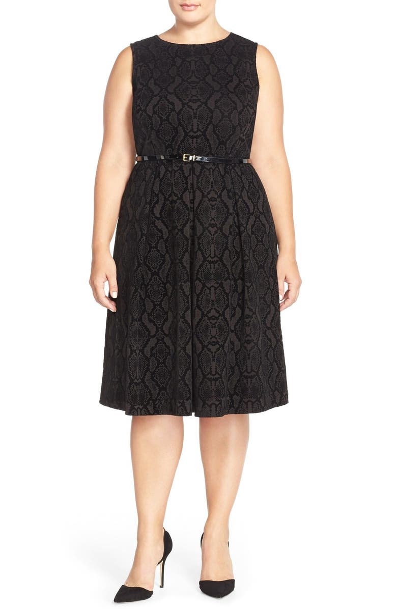 Calvin Klein Belted Burnout Fit And Flare Dress Plus Size Nordstrom