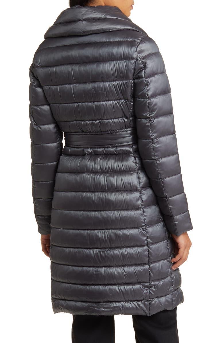 Via Spiga Asymmetric Belted Puffer Coat | Nordstrom