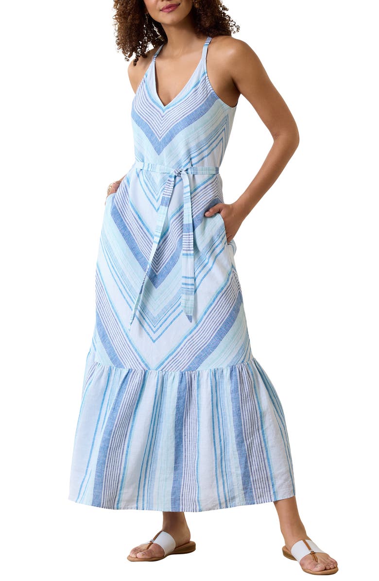 Tommy Bahama Ocean Reverie Chevron Stripe Linen Maxi Sundress | Nordstrom