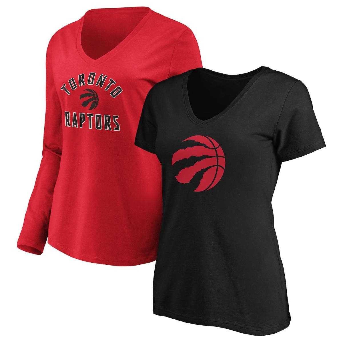 FANATICS Women's Fanatics Branded Black/Red Toronto Raptors V-Neck T ...