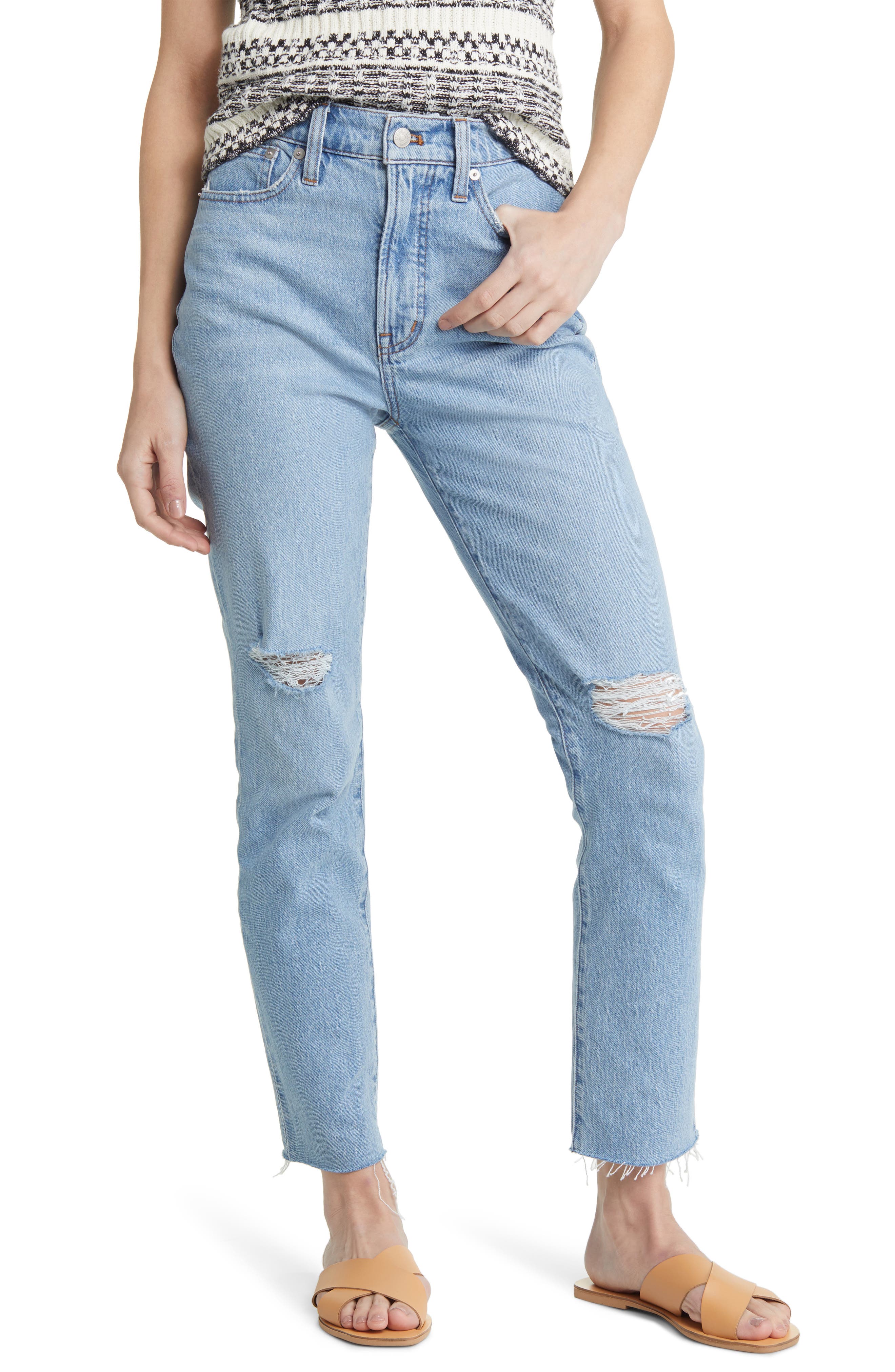Madewell The Perfect High Waist Rip Tapered Jeans | Nordstromrack