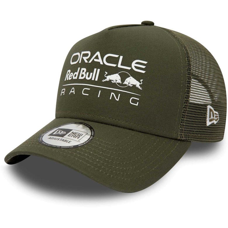 New Era Olive Red Bull F1 Racing Trucker Snapback Hat | ModeSens