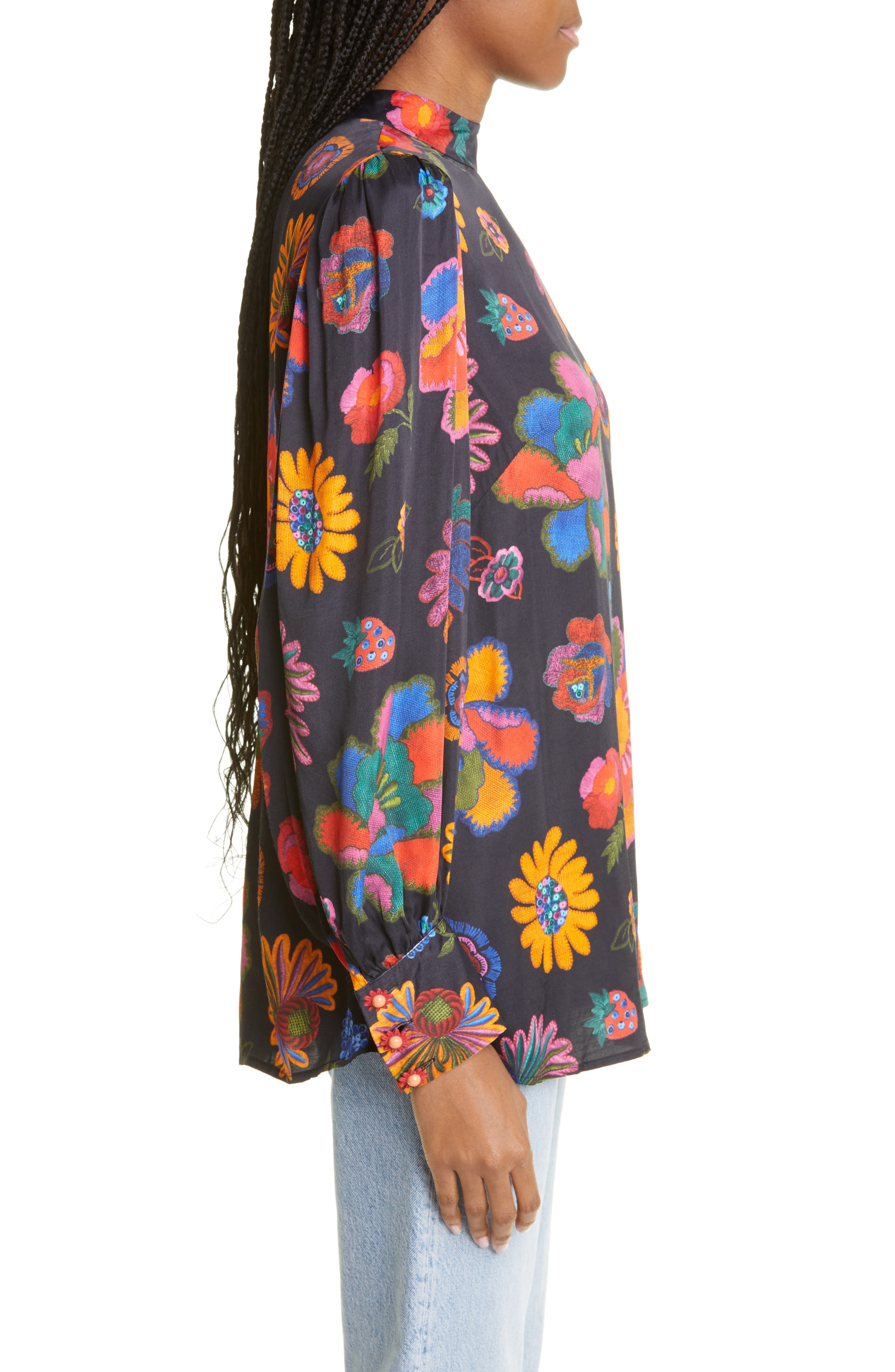 FARM Rio Lily's Garden Mock Neck Blouse | Nordstrom