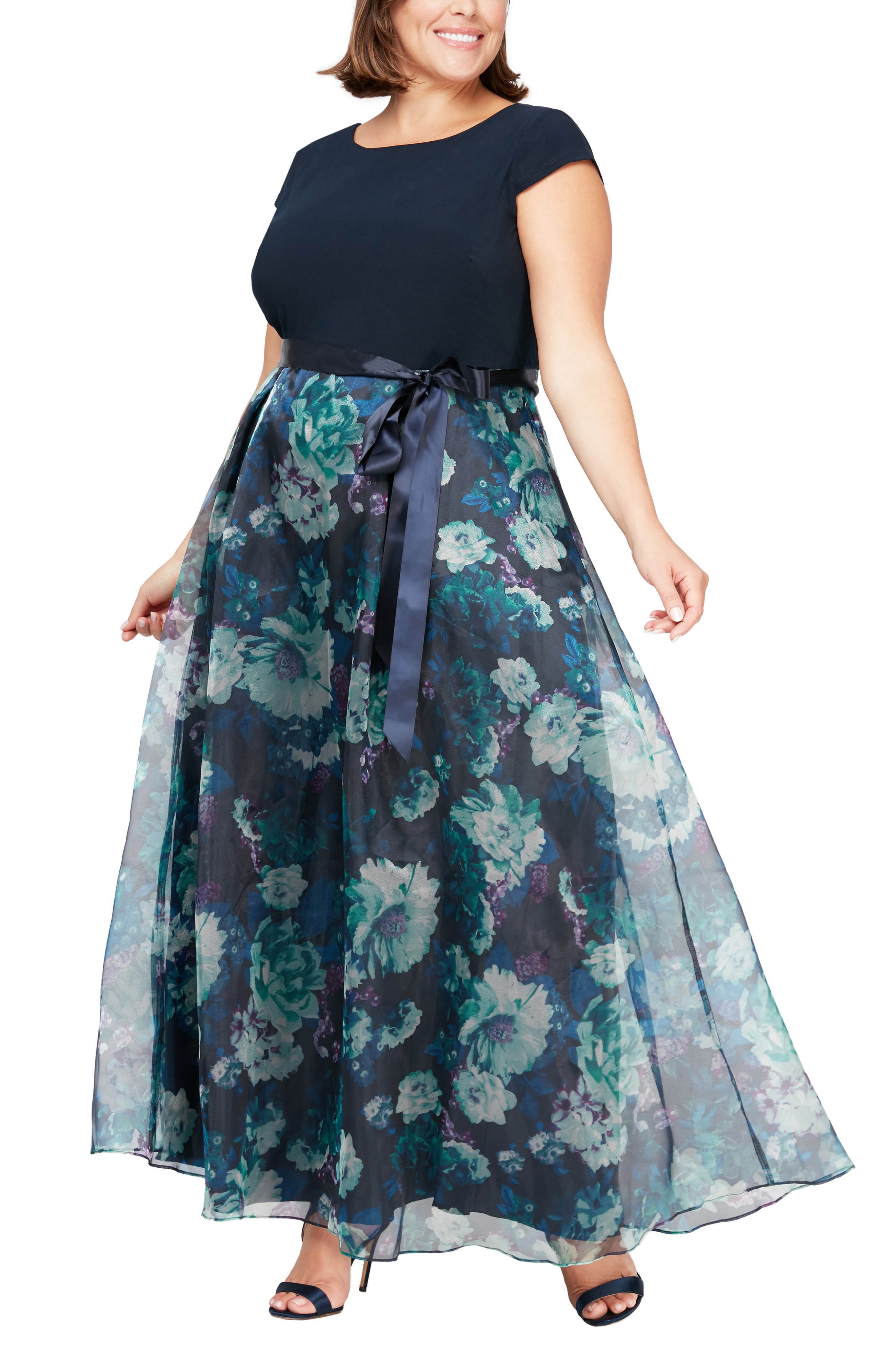SL FASHIONS Organza Patterned Gown | Nordstrom