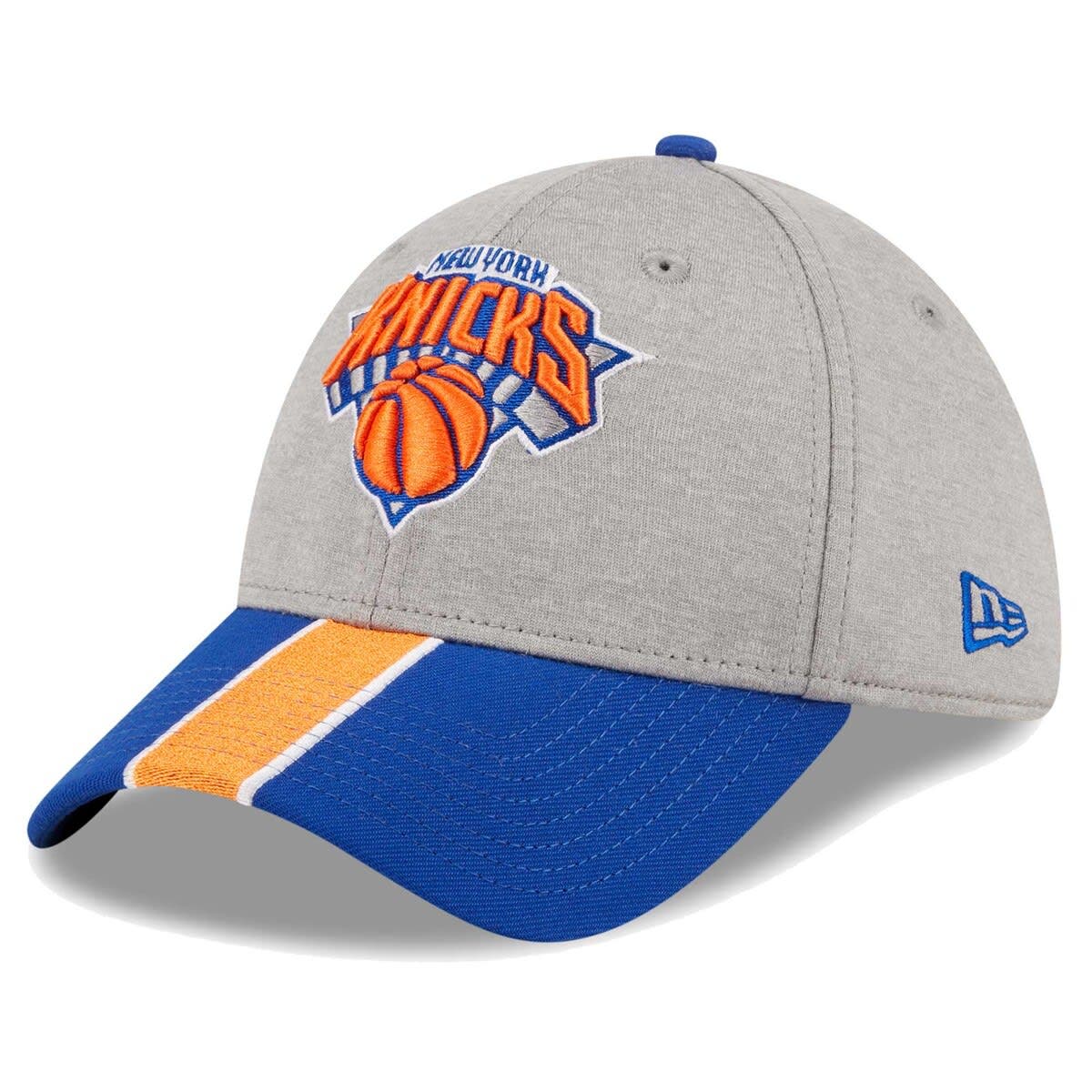 New Era Men's New Era Gray/Blue New York Knicks Striped 39THIRTY Flex ...