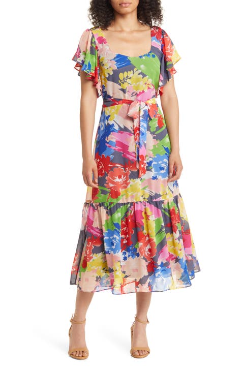Floral Flutter Sleeve Dress