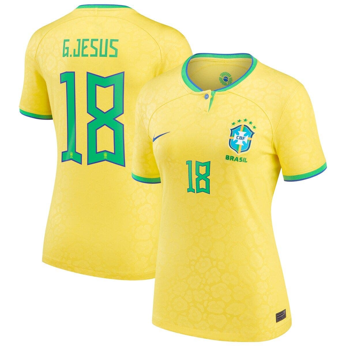 Nike Women's Nike Gabriel Jesus Yellow Brazil National Team 2022/23 ...
