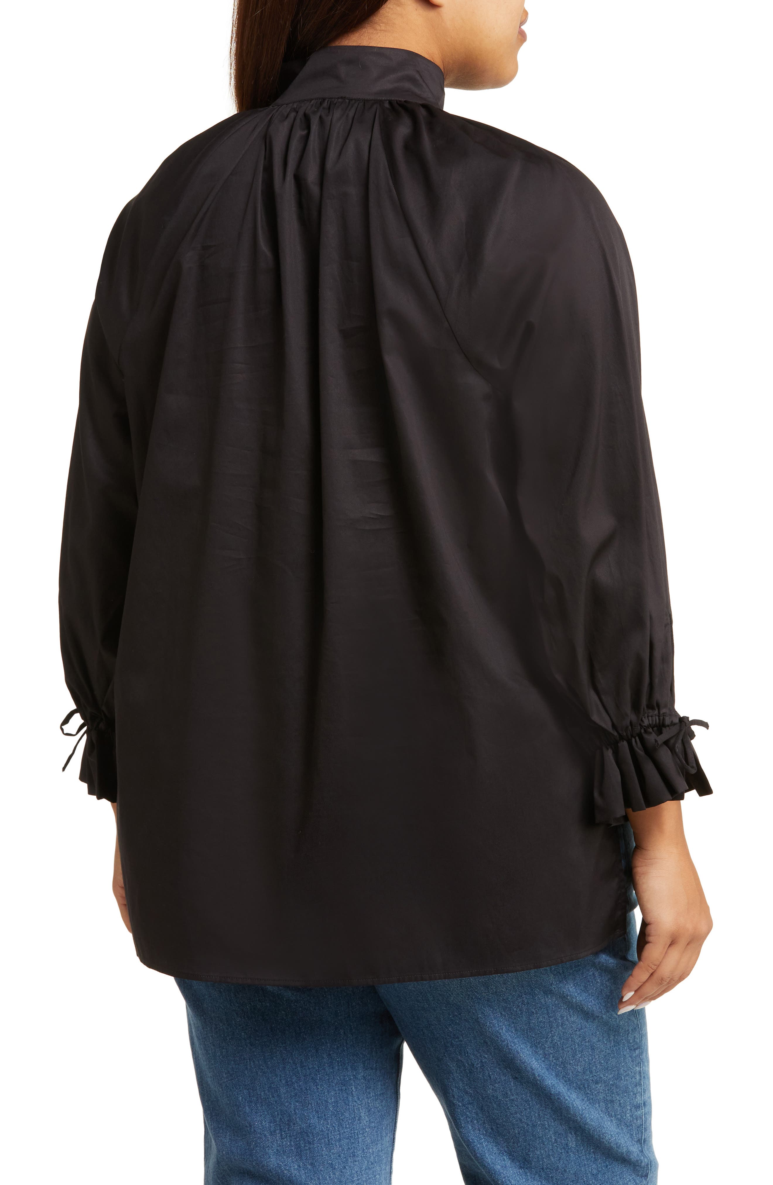 HARSHMAN Bianca Band Collar Cotton Poplin Blouse | Nordstrom