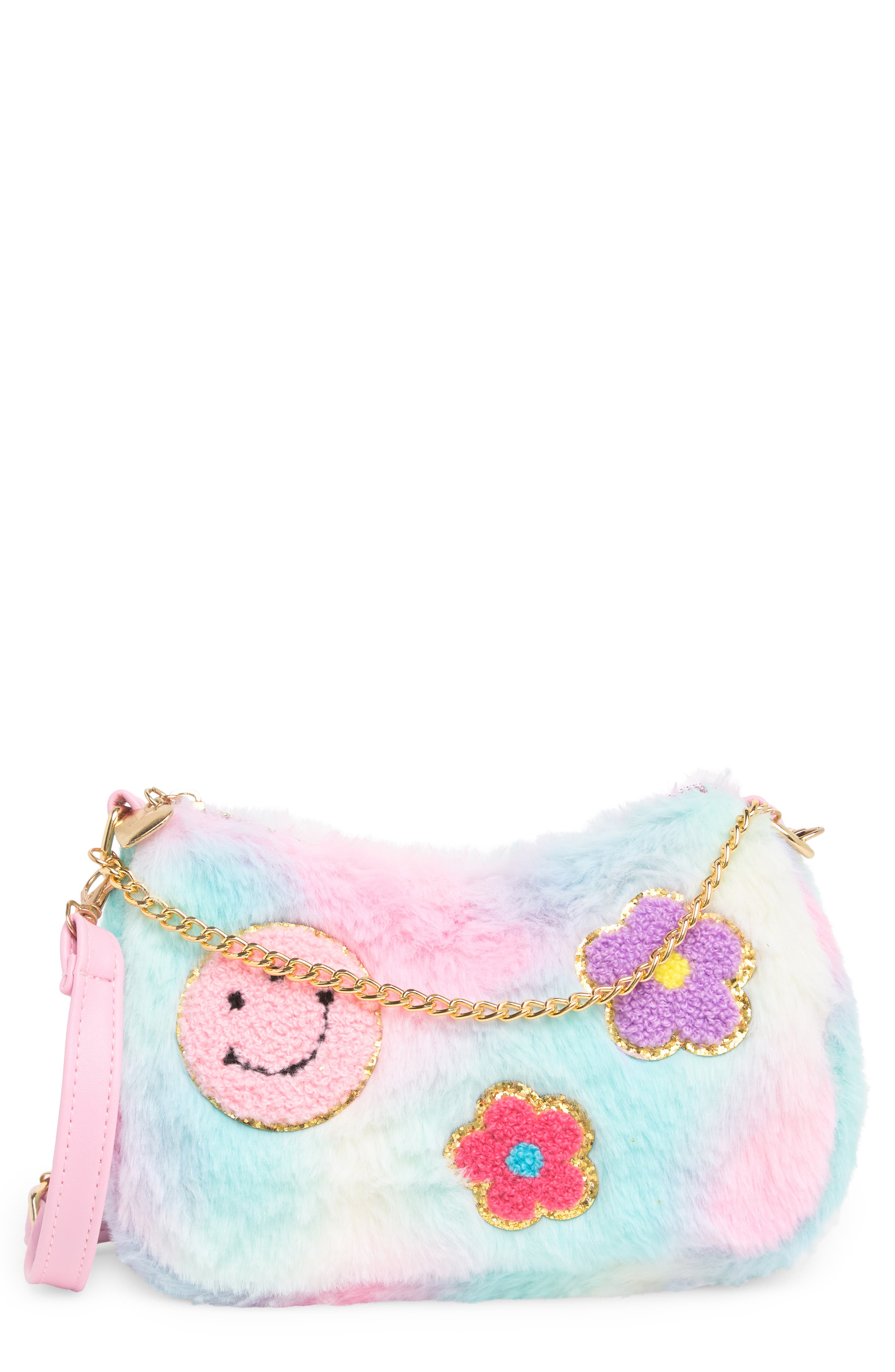 HOT FOCUS Kids' Groovy Flowery Smiley Faux Fur Crossbody | Nordstromrack