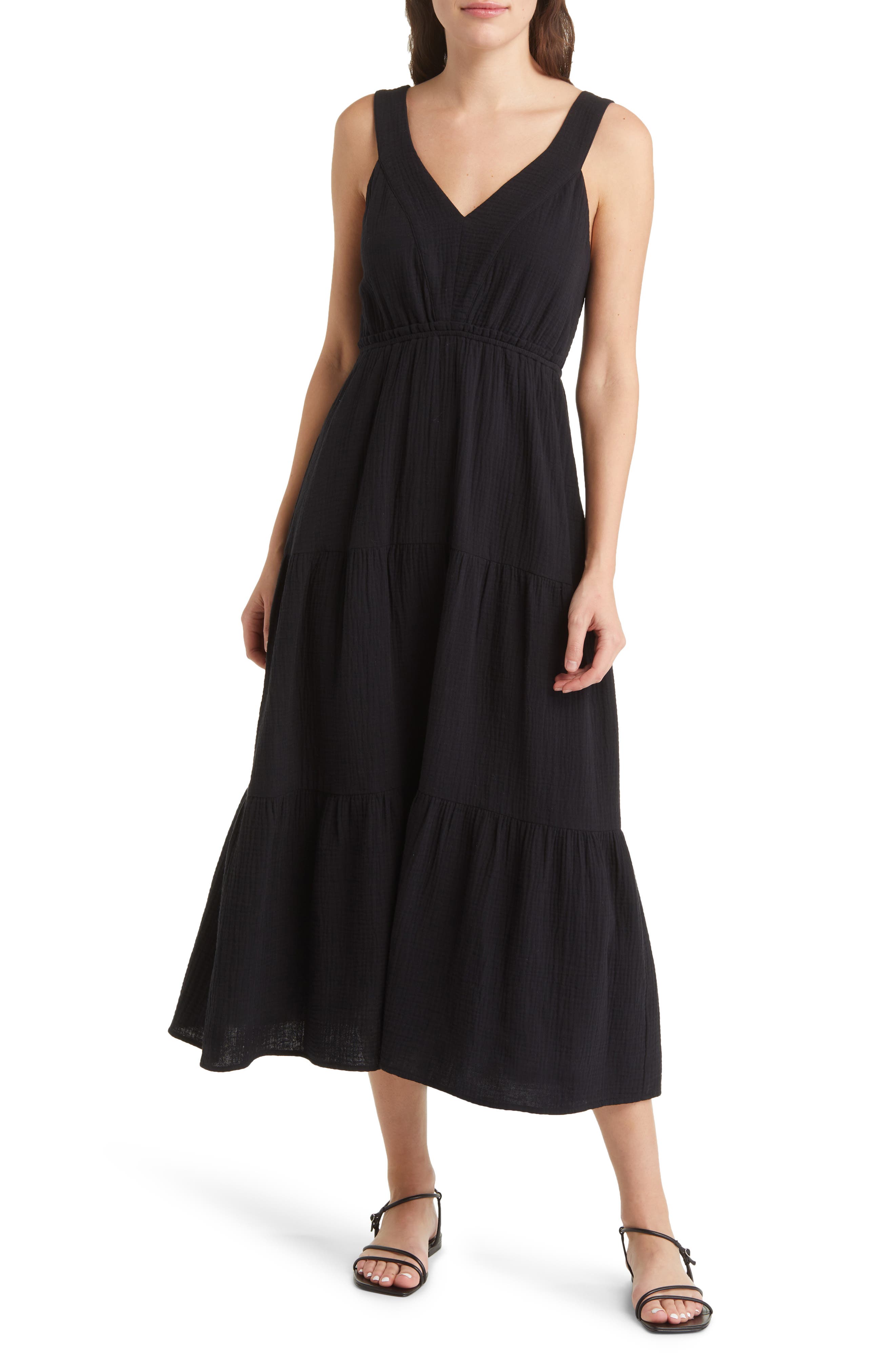 Steve Madden Amira Tiered Cotton Midi Dress | Nordstrom