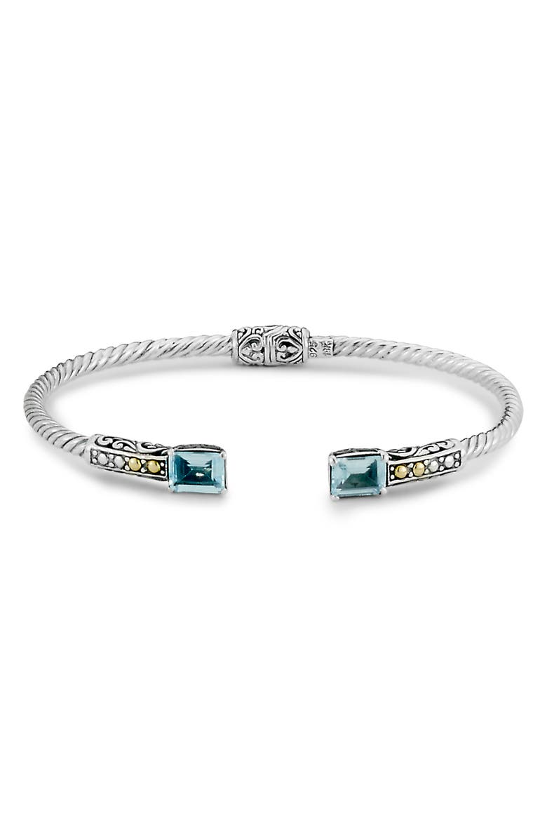 SAMUEL B. Sterling Silver & 18K Gold Blue Topaz Hinged Bangle Bracelet ...