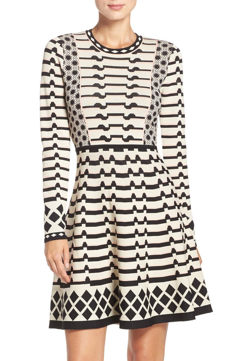 Eliza J Geometric Knit Fit & Flare Dress | Nordstrom Eliza J Geometric Knit Fit & Flare Dress | Nordstrom