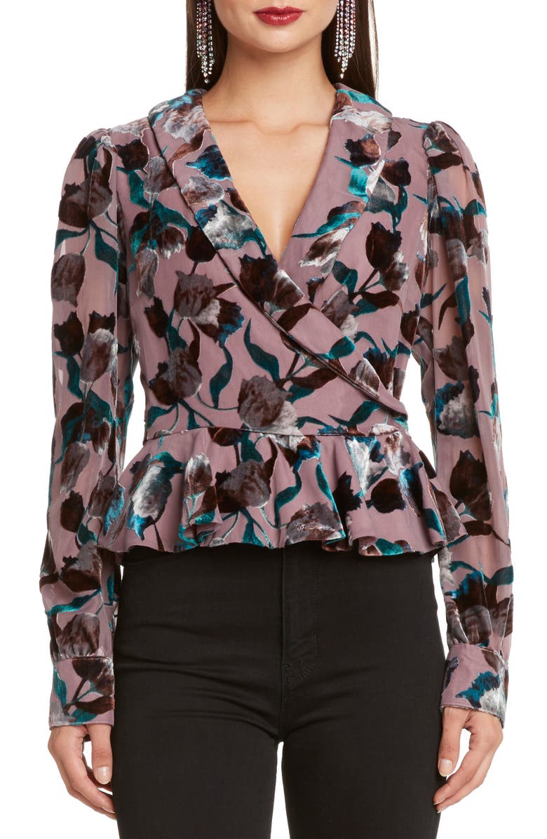 Willow And Clay Velvet Burnout Faux Wrap Top Nordstrom