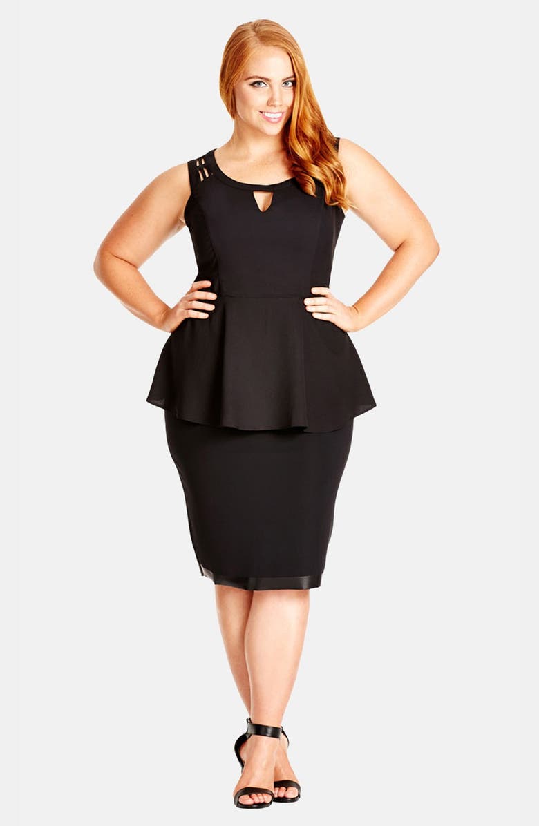 City Chic Peekaboo Cutout Detail Peplum Top Plus Size Nordstrom
