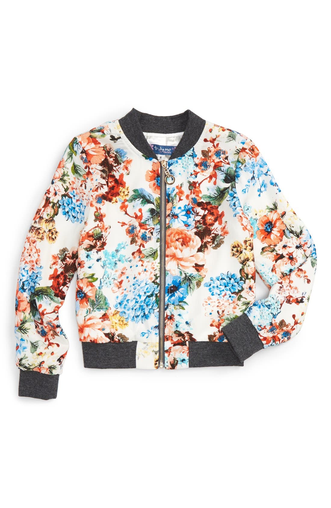 Truly Me Floral Print Bomber Jacket (Toddler Girls, Little Girls & Big ...