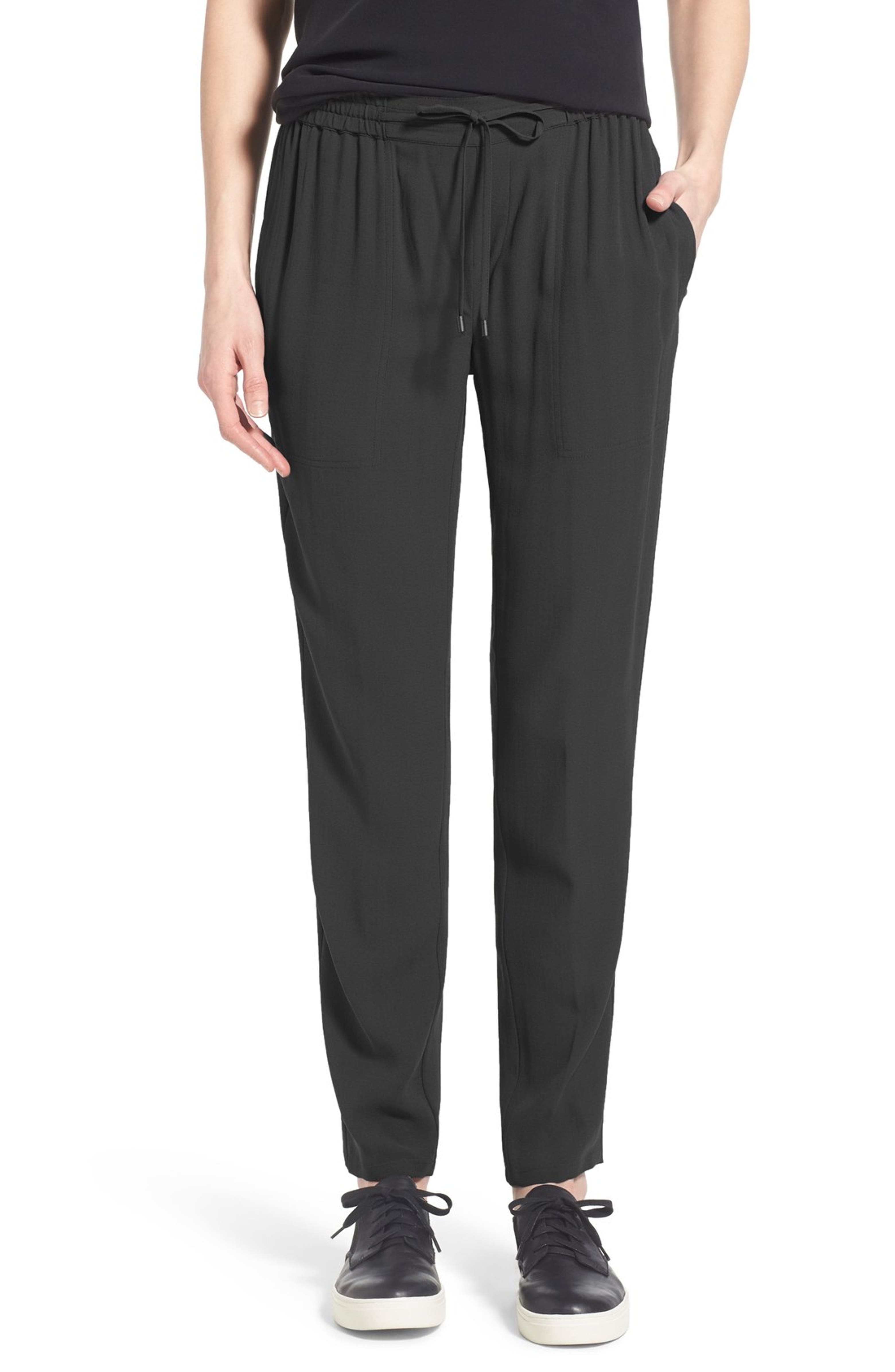 Eileen Fisher Silk Crepe Drawstring Waist Ankle Pants | Nordstrom Eileen Fisher Silk Crepe Drawstring Waist Ankle Pants | Nordstrom