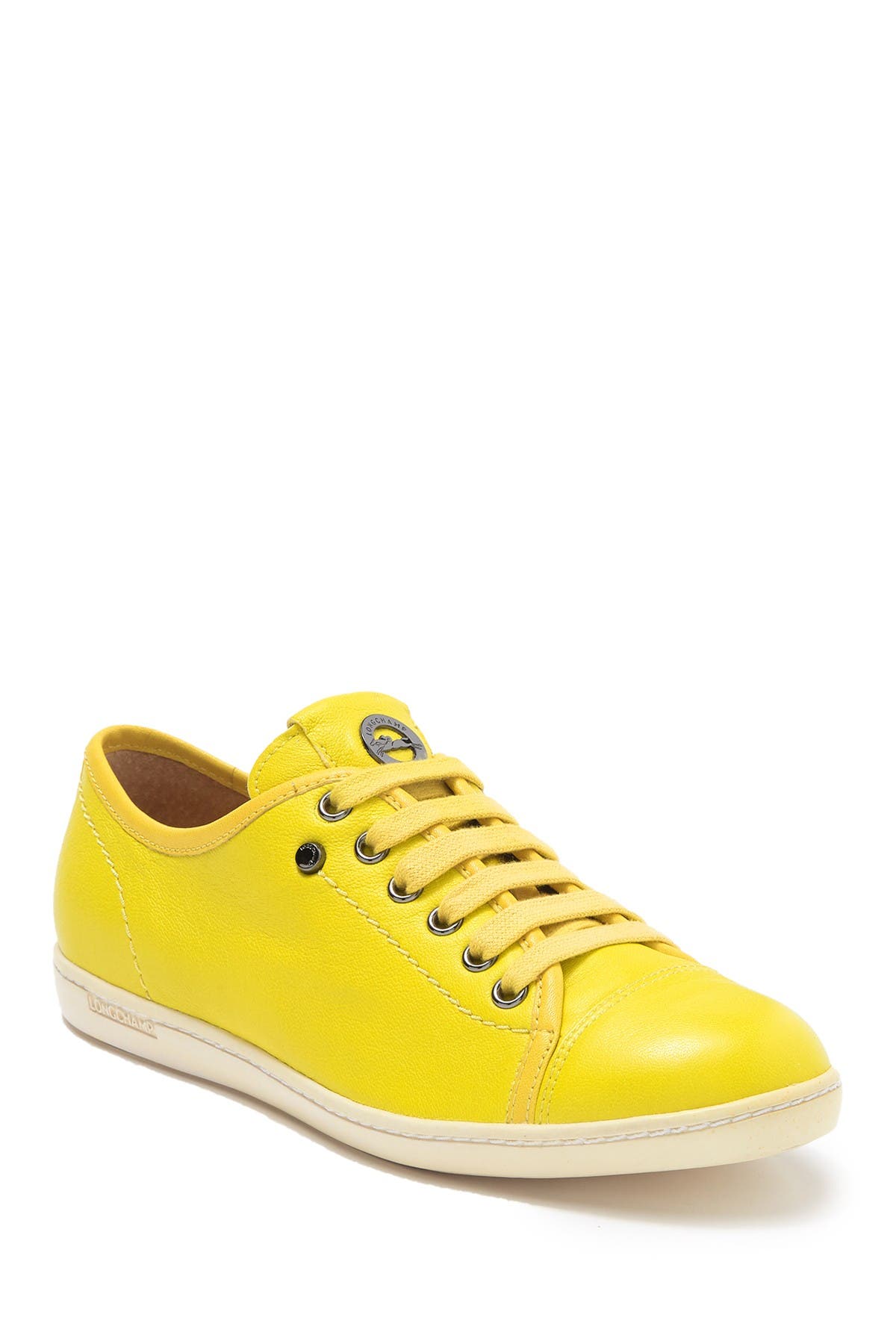 Longchamp Le Pliage Leather Sneaker In Lemon | ModeSens