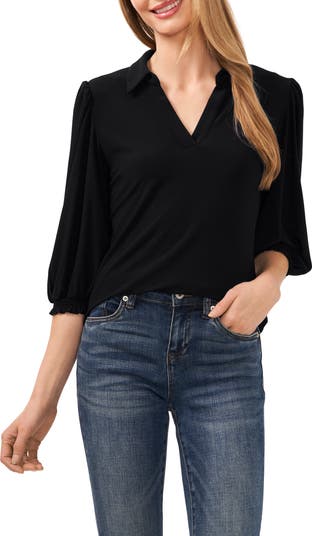 CeCe Collared Ruffle Cuff Top | Nordstrom