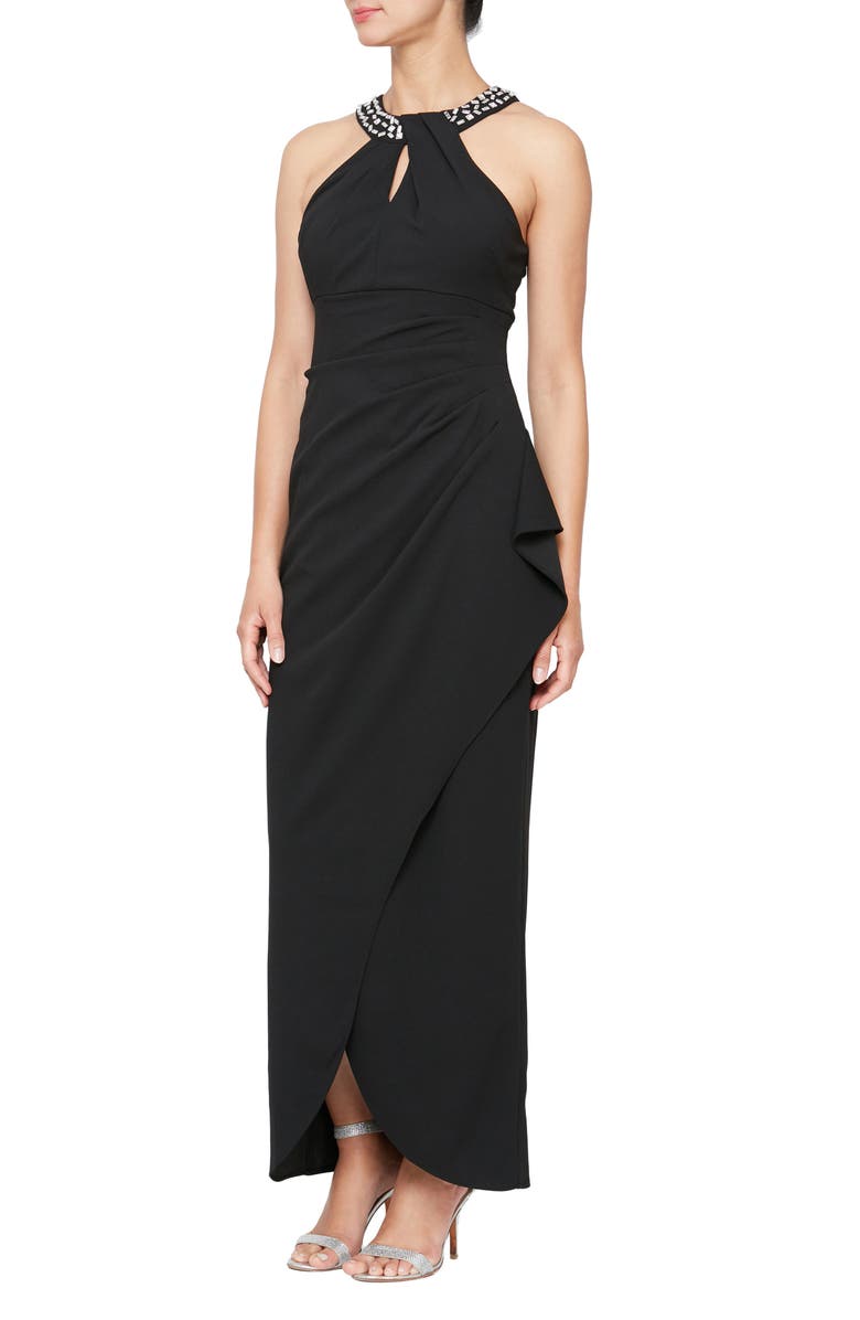 SL FASHIONS Crystal Embellished Halter Neck Tulip Gown | Nordstrom