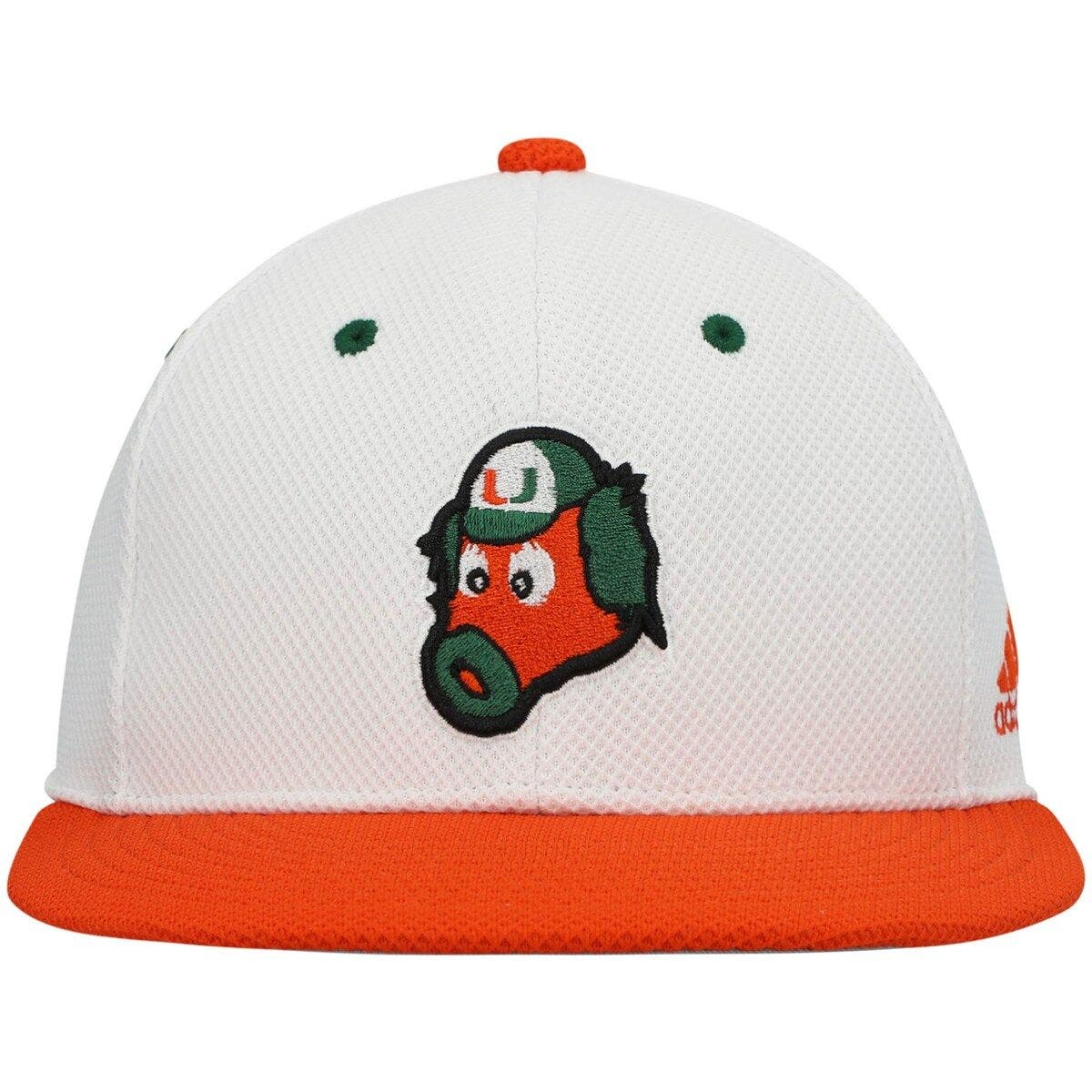adidas Men's adidas White Miami Hurricanes On-Field Baseball Fitted Hat ...