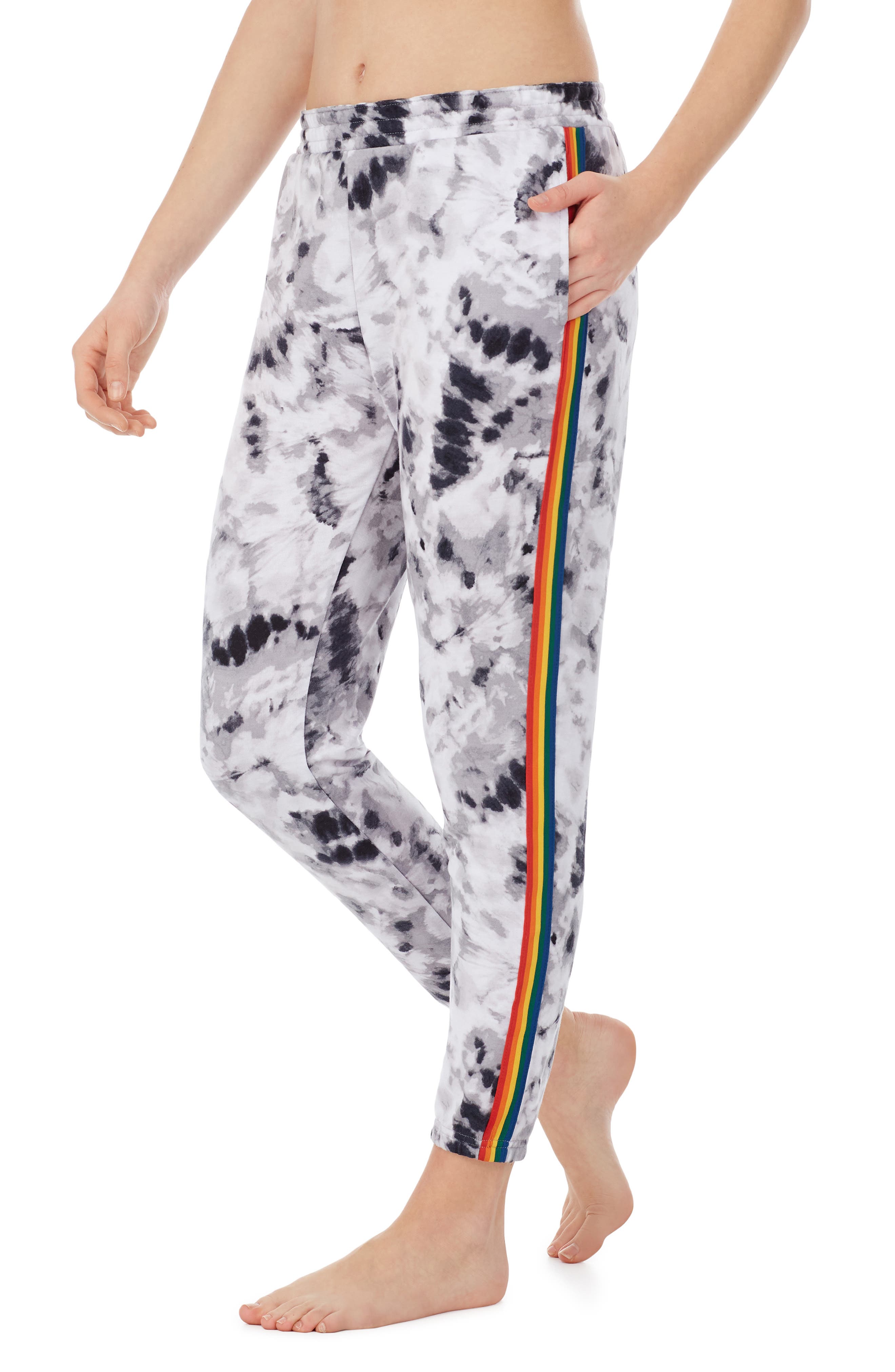 Room Service Pjs Pjs Rainbow Trim Lounge Jogger Pants in Black White ...