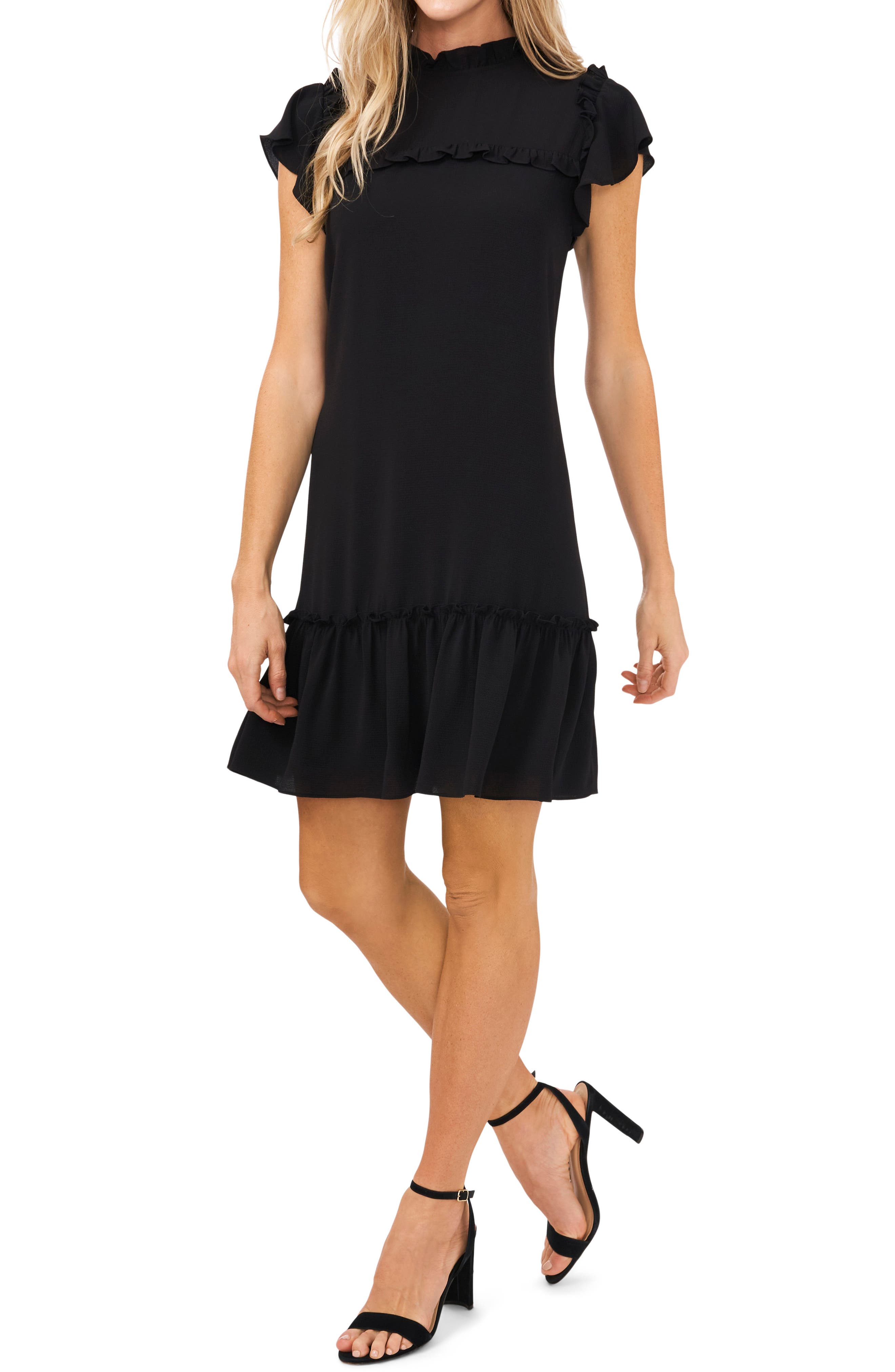 CeCe Mock Neck Ruffle Dress | Nordstrom