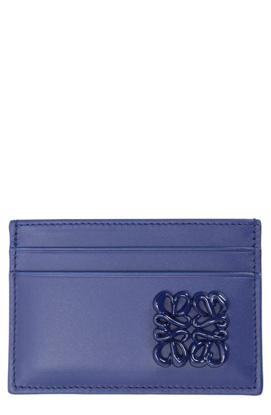 Loewe Inflated Anagram Logo Leather Card Case In Deep Purple Glaze ...