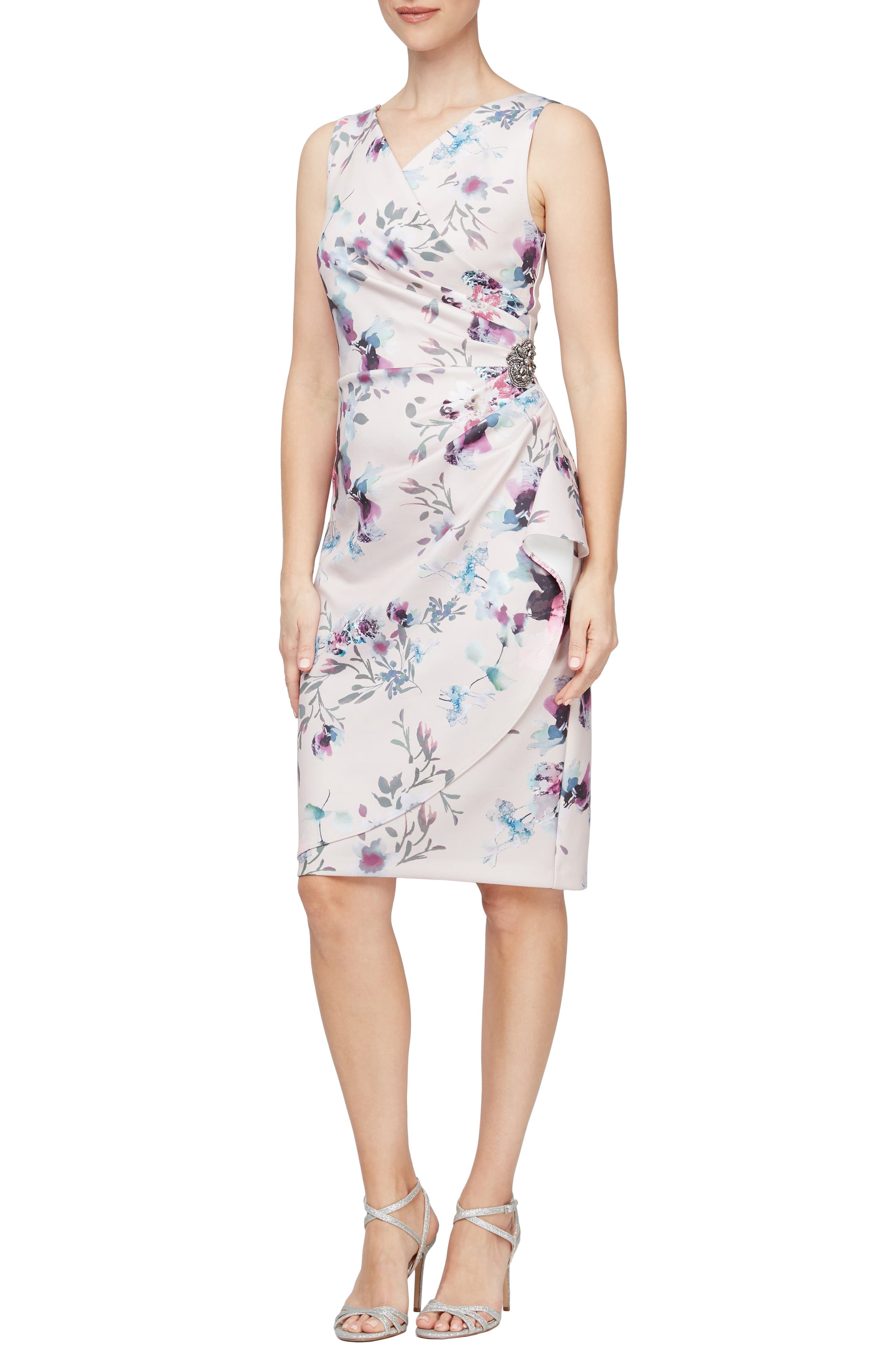 Alex Evenings Floral Side Ruched Cocktail Dress | Nordstrom