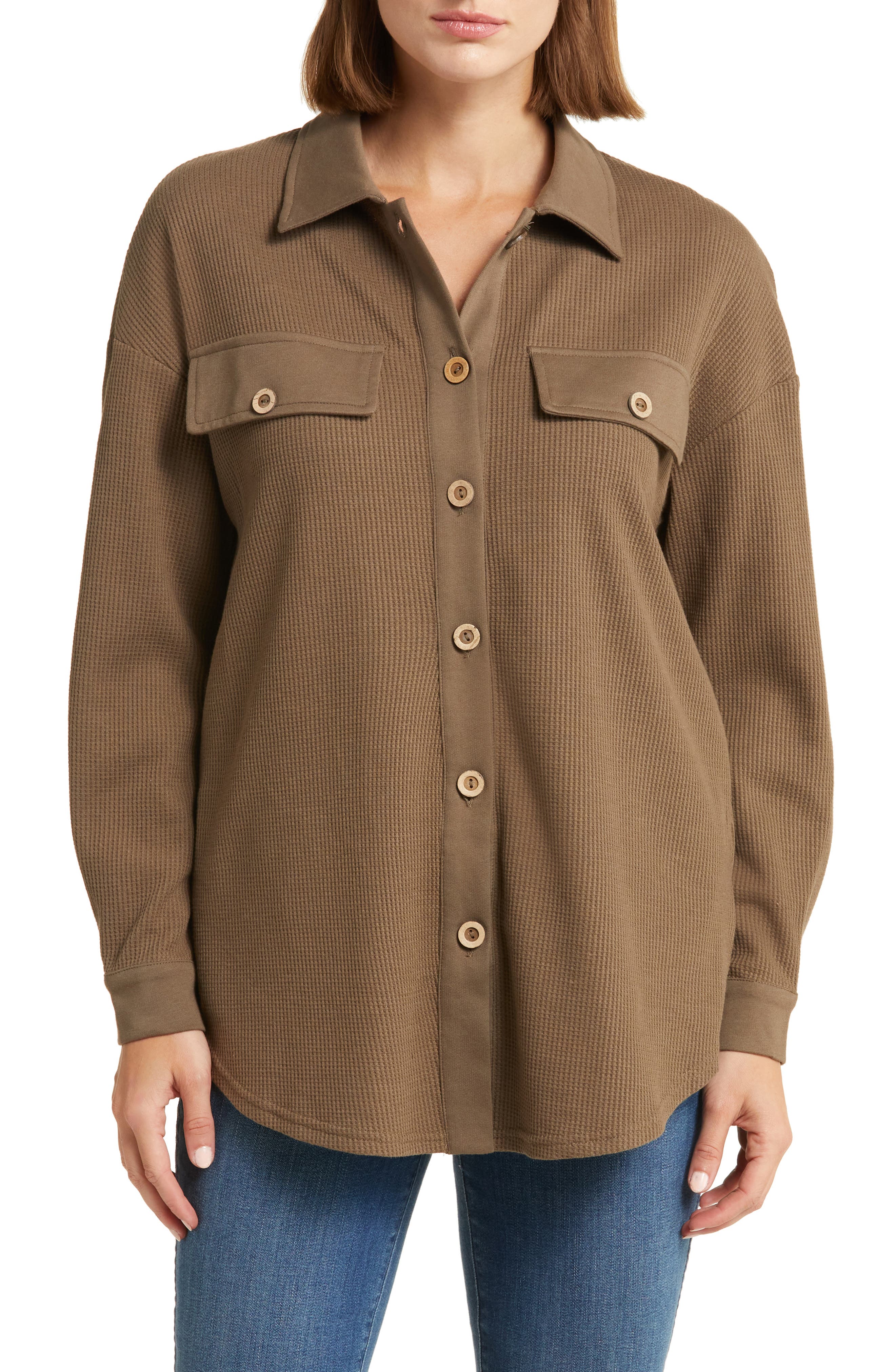 PLM Waffle Knit Shirt Jacket | Nordstromrack