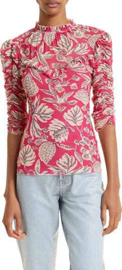 Ted Baker London Izabelo Print Ruffle Mesh Top | Nordstrom