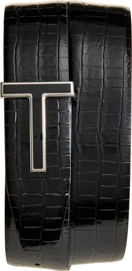 TOM FORD Croc Embossed T-Logo Belt | Nordstrom