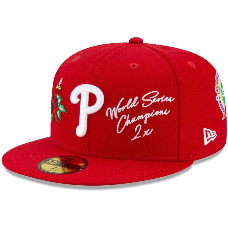 New Era Red Philadelphia Phillies 2x Mlb World Series Champions 59fifty ...