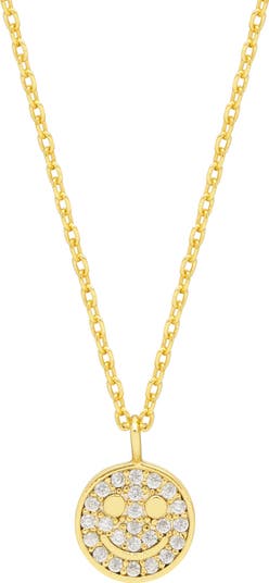 Estella Bartlett Pavé Smiley Face Necklace | Nordstrom