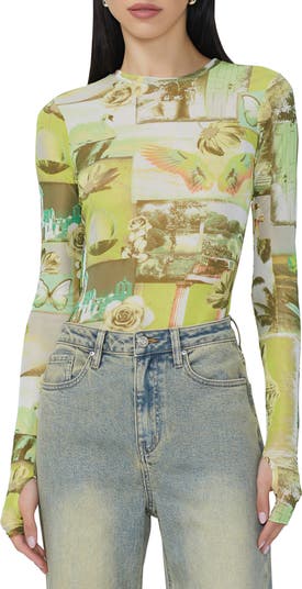 AFRM Kaylee Print Mesh Top | Nordstrom