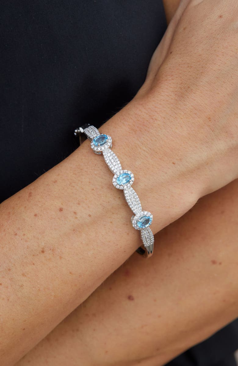 SAVVY CIE JEWELS CZ Pavé Created Sky Blue Topaz Bangle Bracelet ...