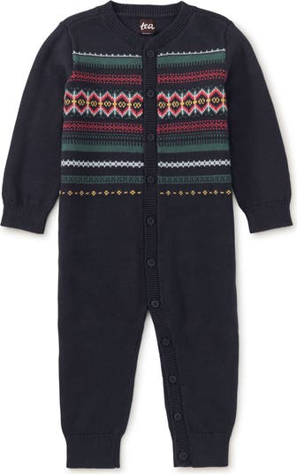 Tea Collection Cozy Fair Isle Baby Romper | Nordstrom