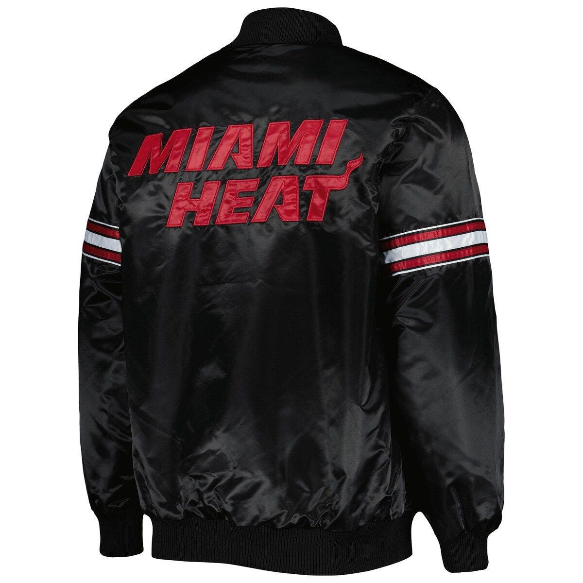 STARTER Men's Starter Black Miami Heat Pick & Roll Satin Full-Snap ...