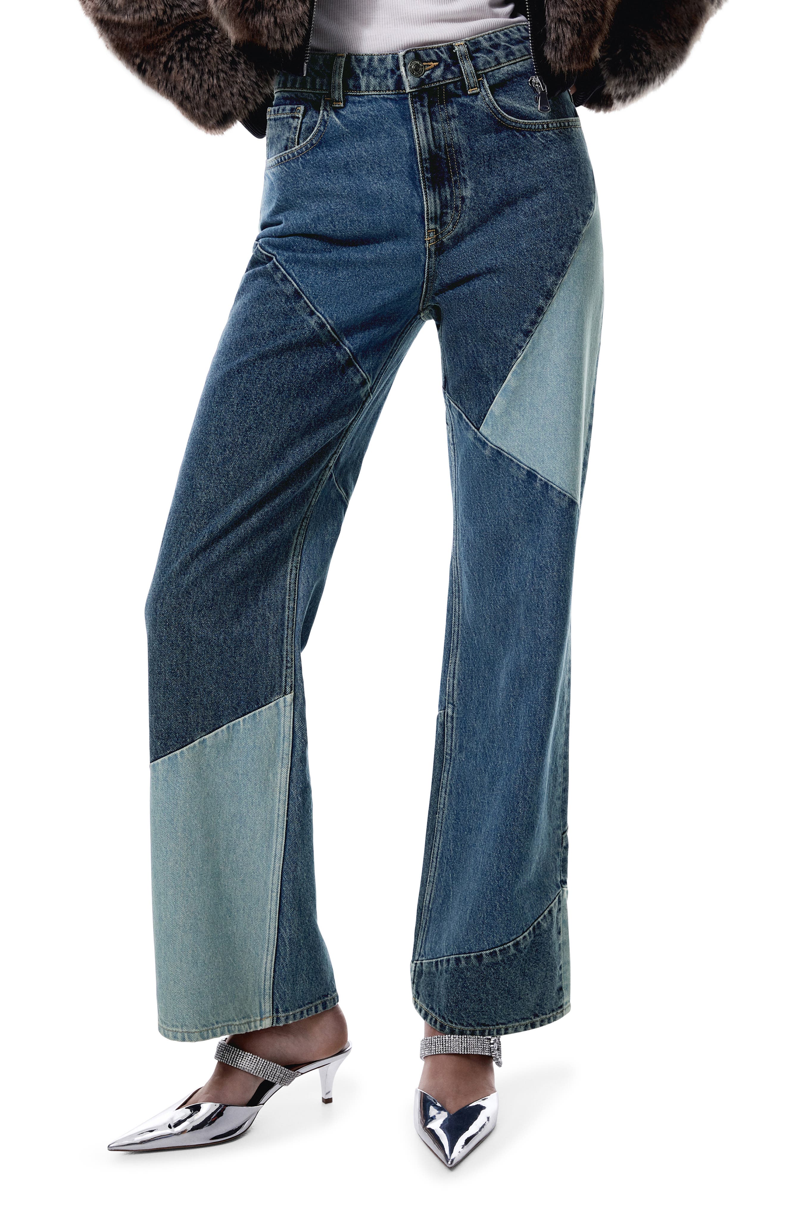 MANGO Patchwork Straight Leg Jeans | Nordstrom