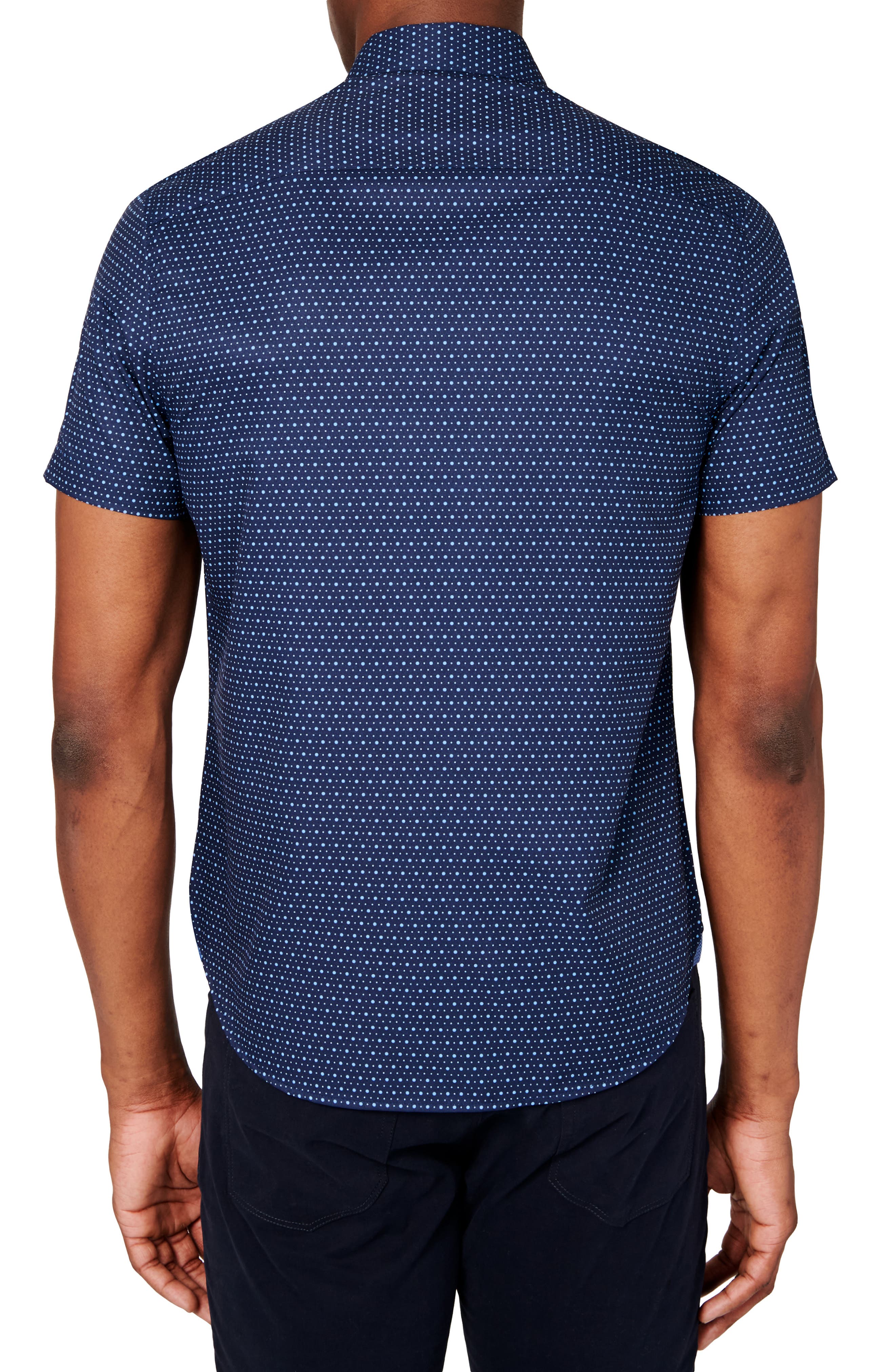 CONSTRUCT Slim Fit Microdot Short Sleeve 4-Way Stretch Performance ...