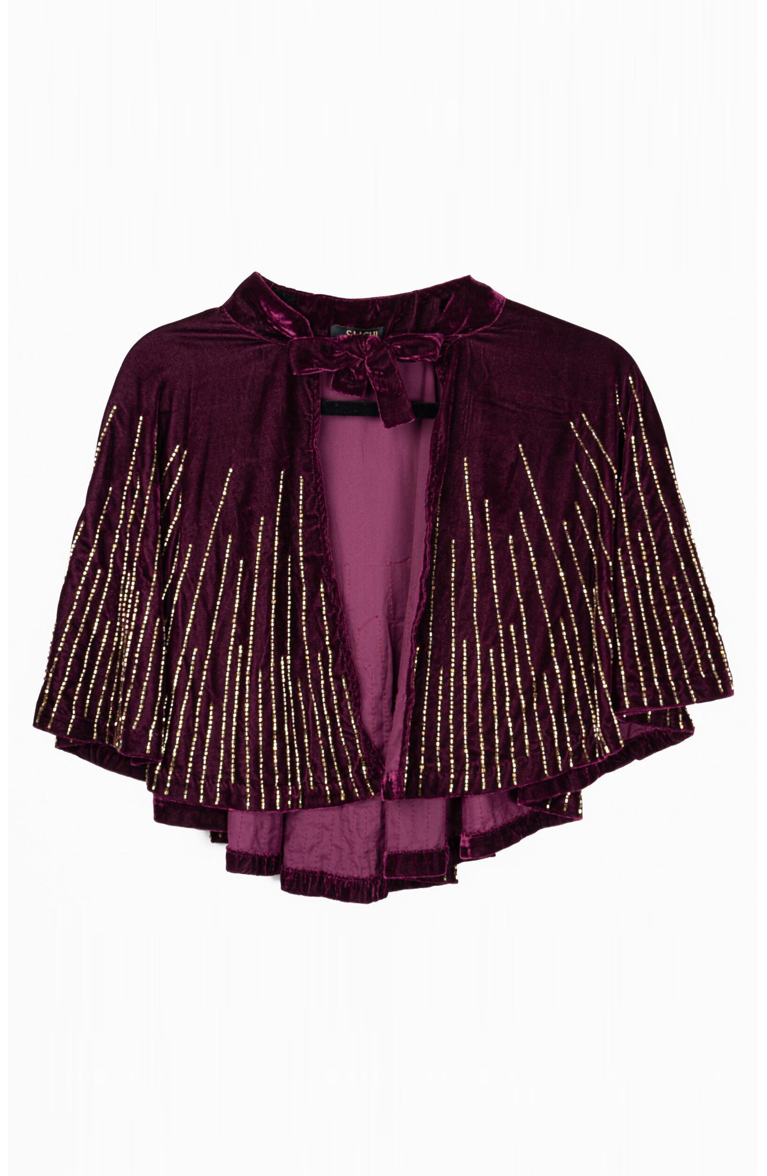 SAACHI Beaded Velvet Capelet | Nordstromrack