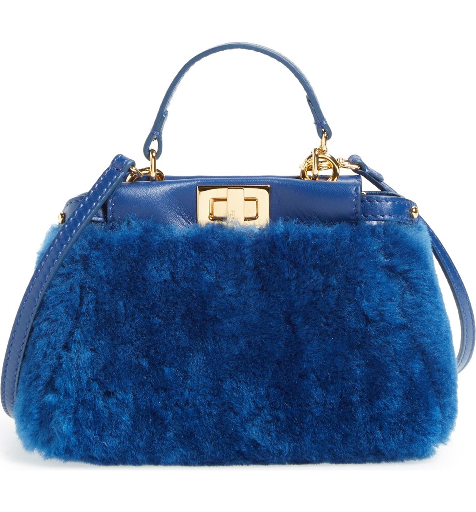 Fendi Micro Peekaboo Genuine Shearling And Lambskin Leather Bag Nordstrom