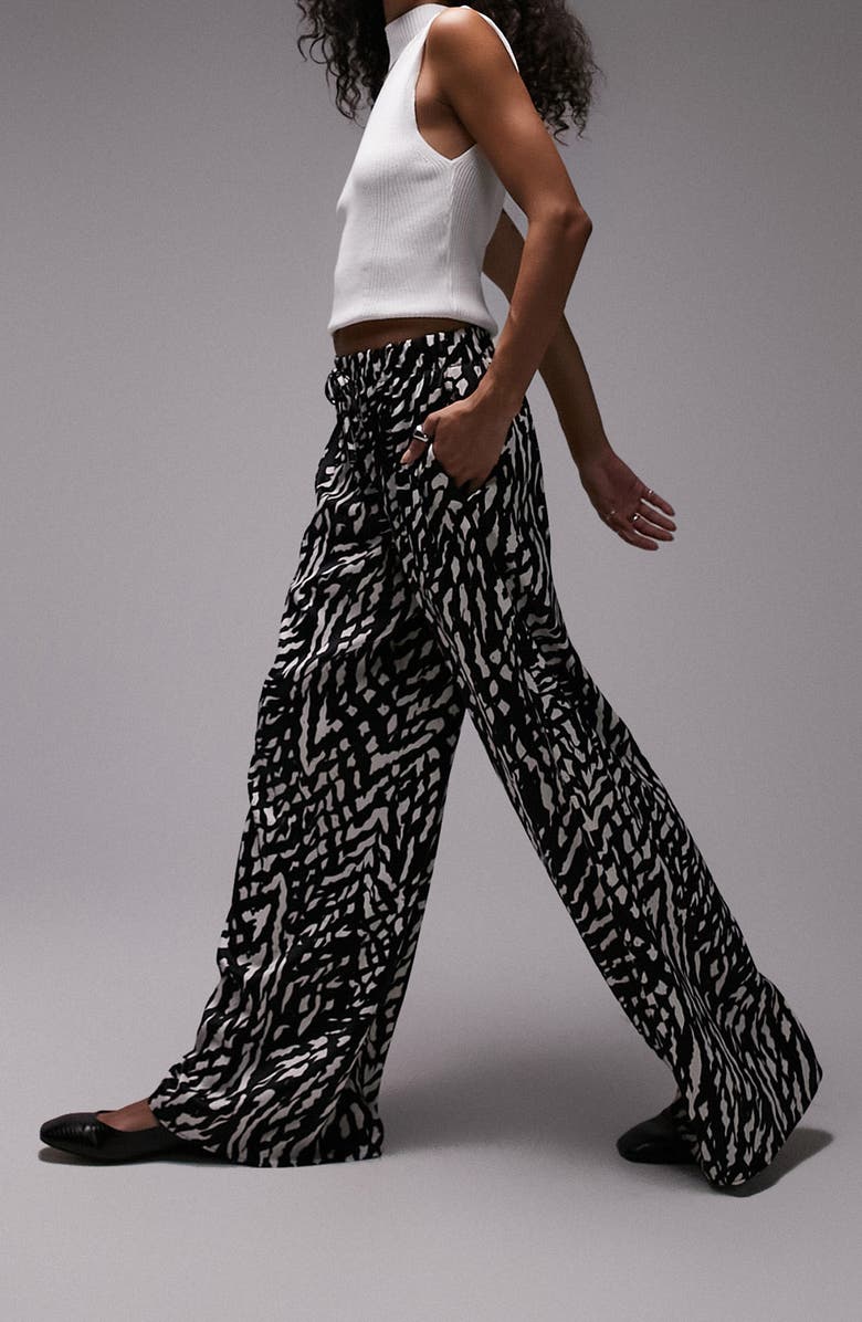 Topshop Satin Wide Leg Drawstring Pants | Nordstrom