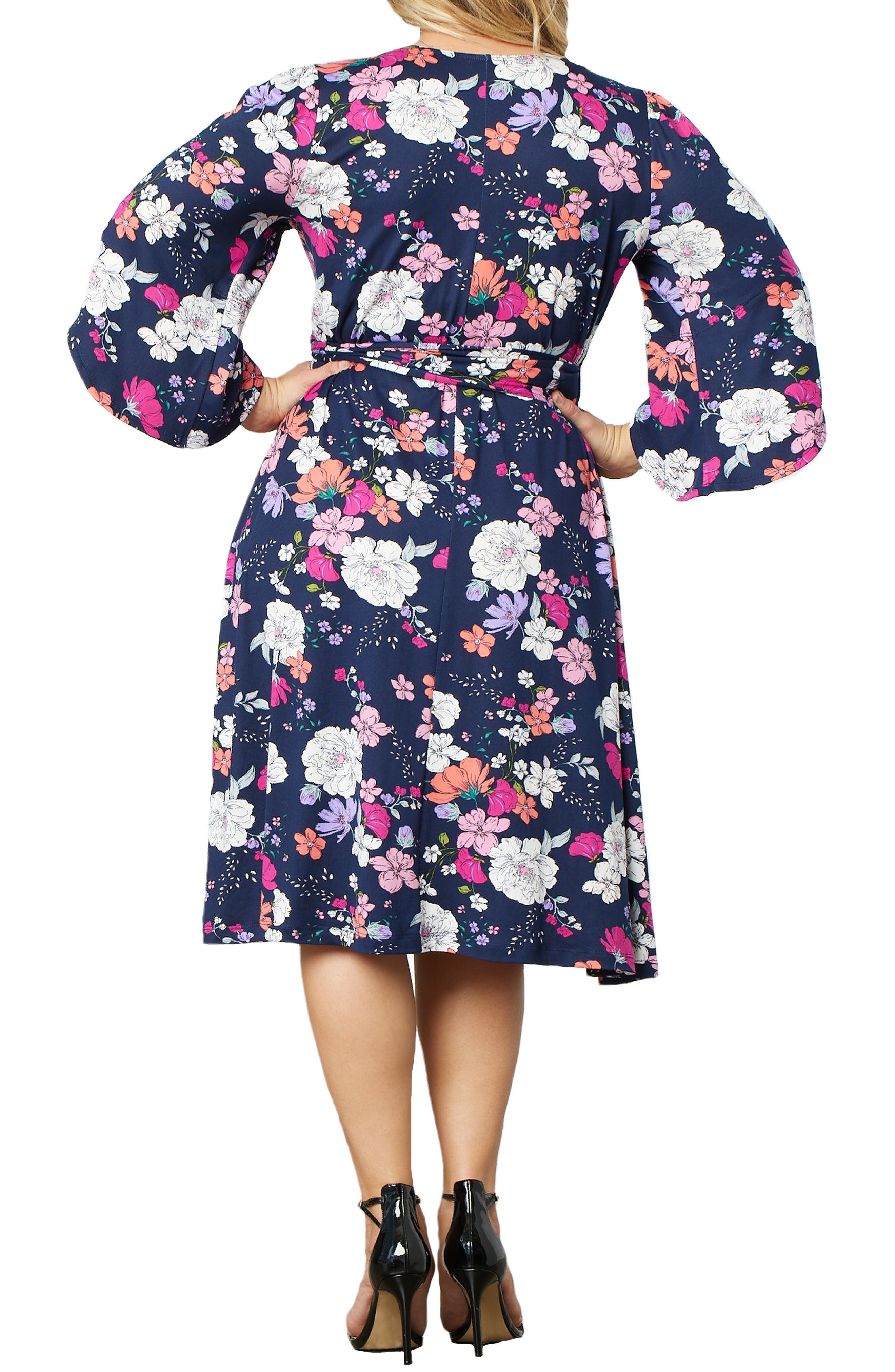 Kiyonna Gemini Floral Bell Sleeve Wrap Dress | Nordstrom