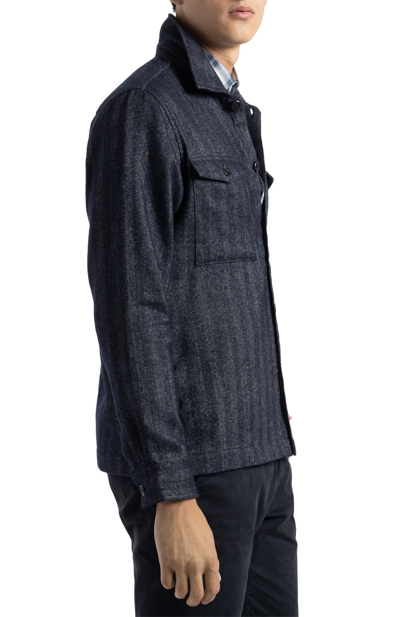 SOFT CLOTH Melrose Soft Wool Blend Herringbone Shirt Jacket | Nordstrom