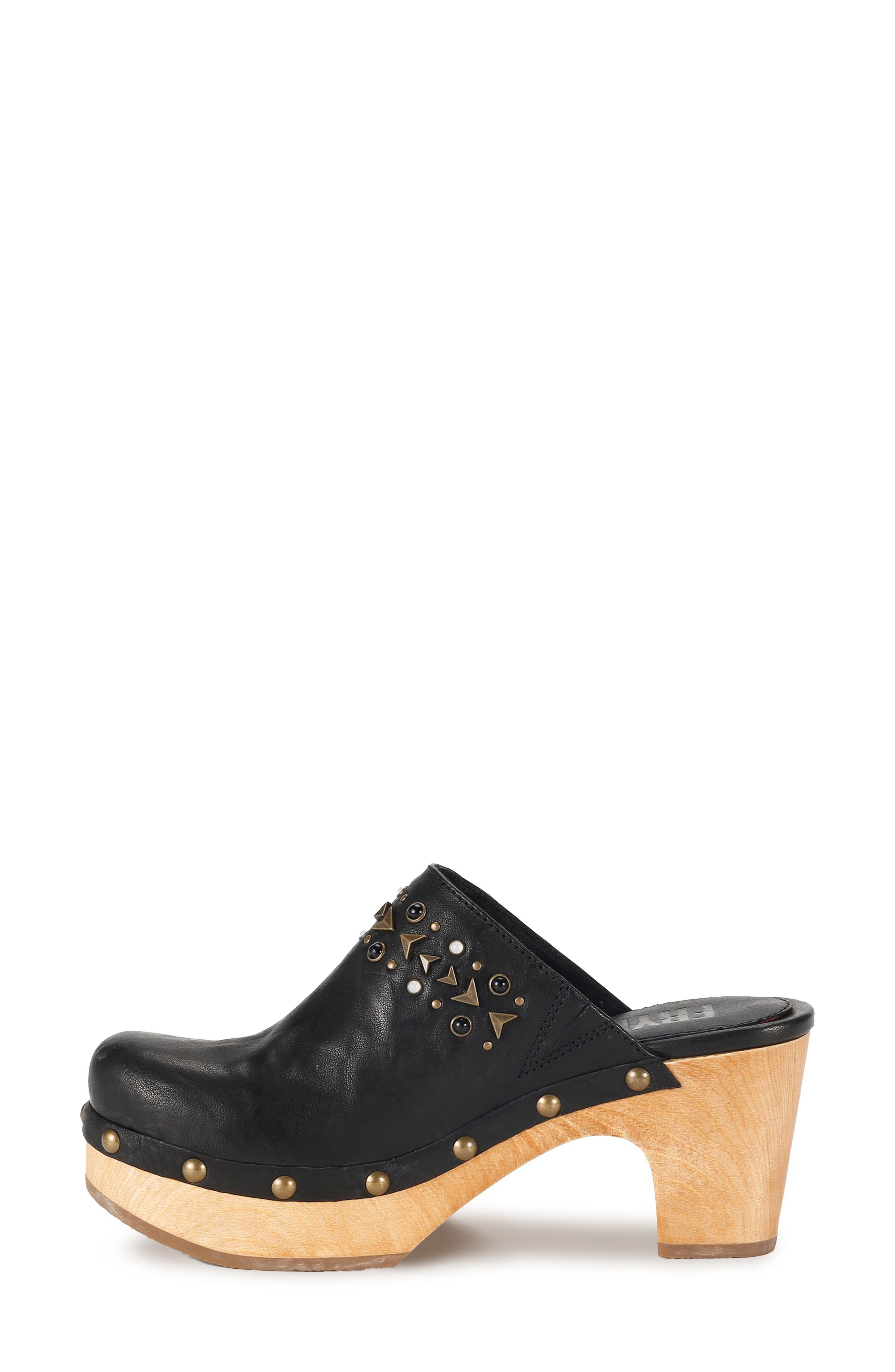 Frye Jessica Stud Platform Clog in Black Oyster Leather | Smart Closet