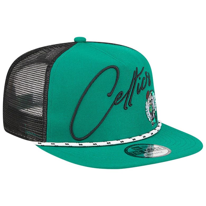 New Era Green Boston Celtics Script Logo Golfer 9fifty Snapback Hat ...