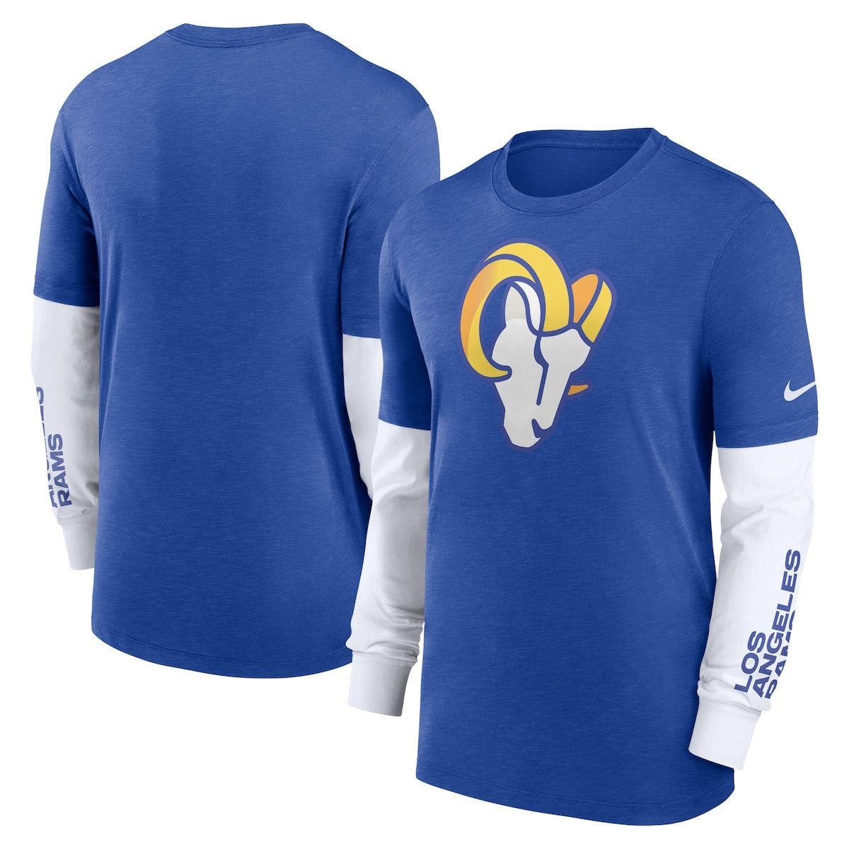 Nike Men's Nike Heather Royal Los Angeles Rams Slub Fashion Long Sleeve ...