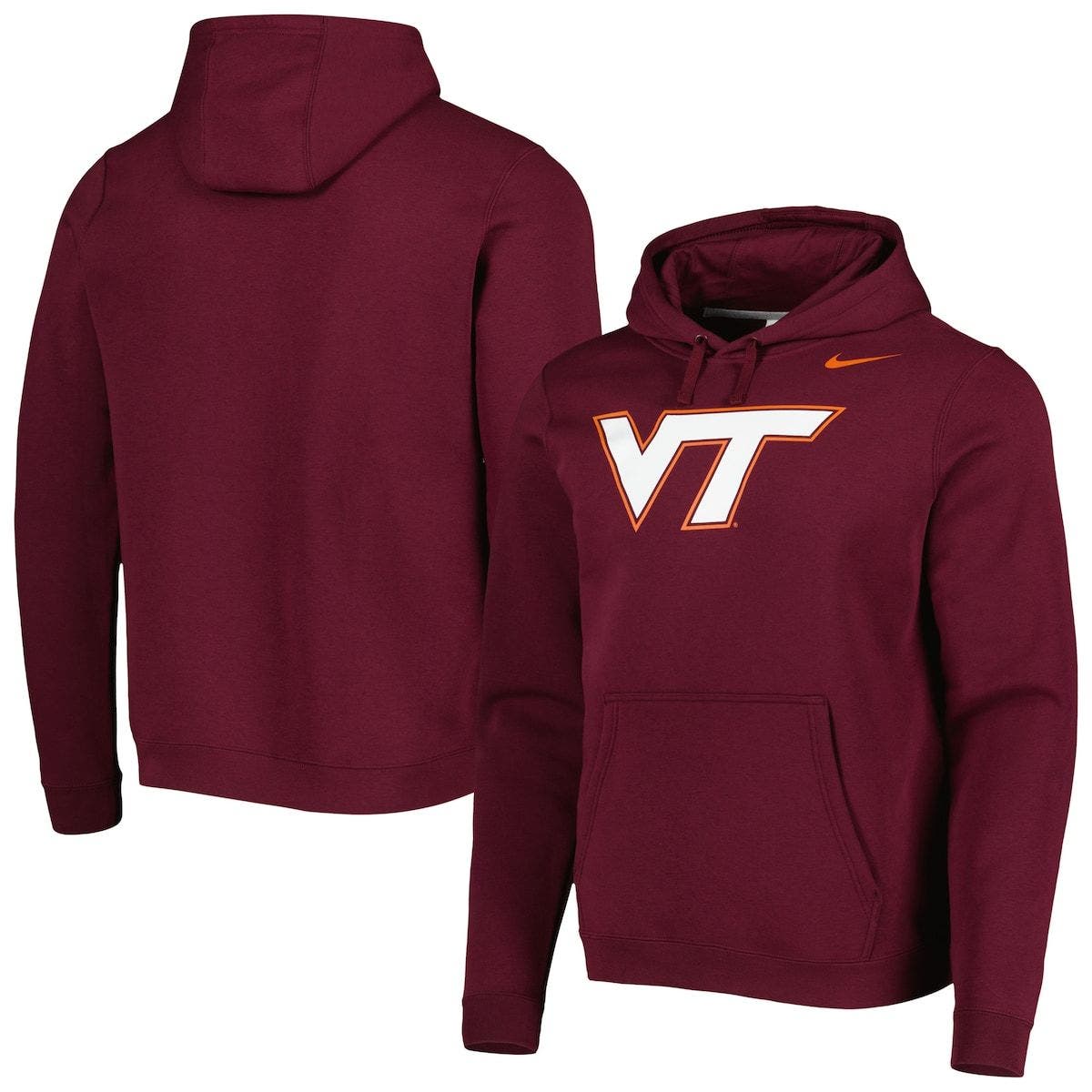 Nike Men's Nike Maroon Virginia Tech Hokies Logo Club Pullover Hoodie ...