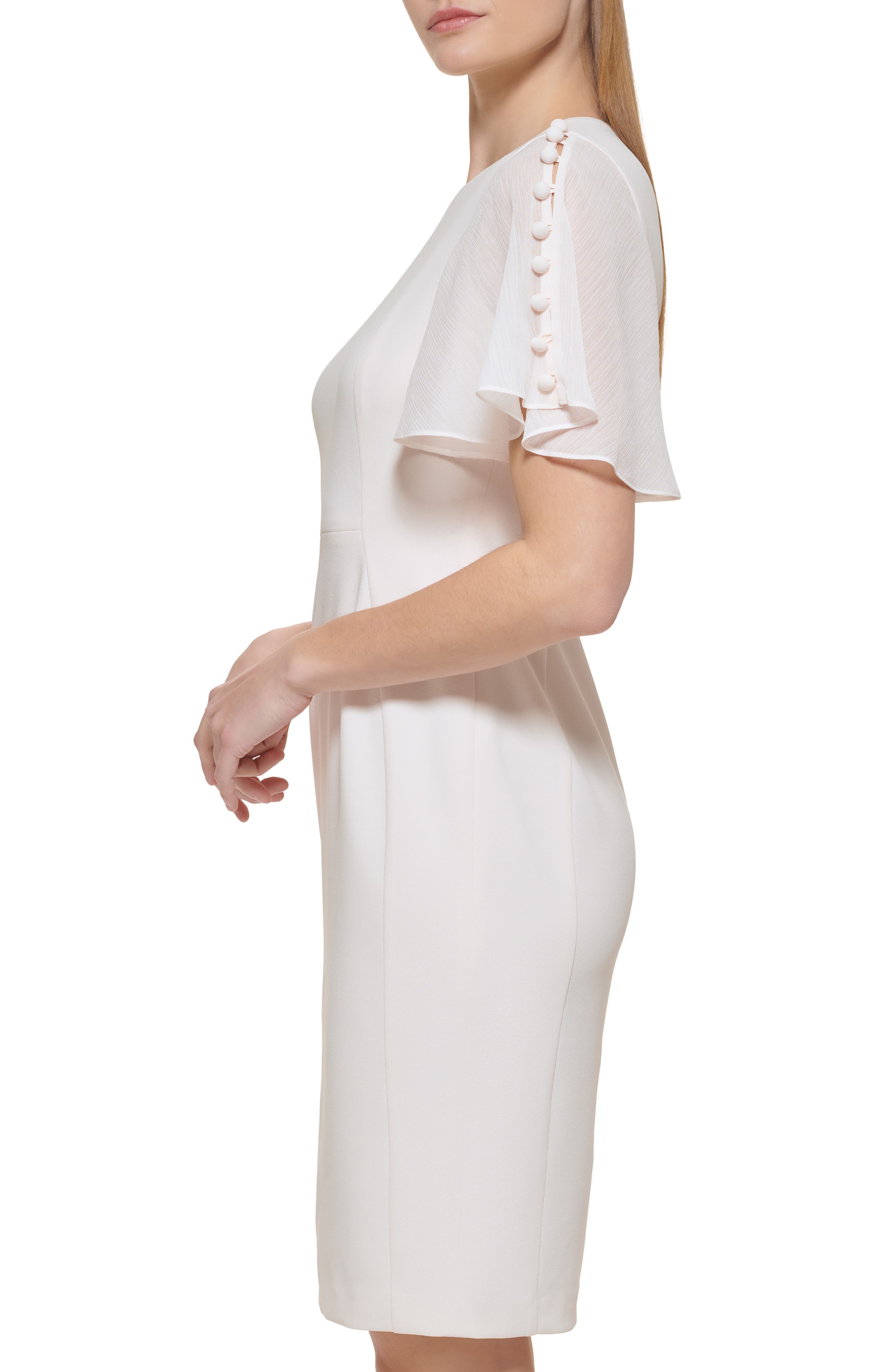 Calvin Klein Chiffon Flutter Sleeve Sheath Dress | Nordstromrack