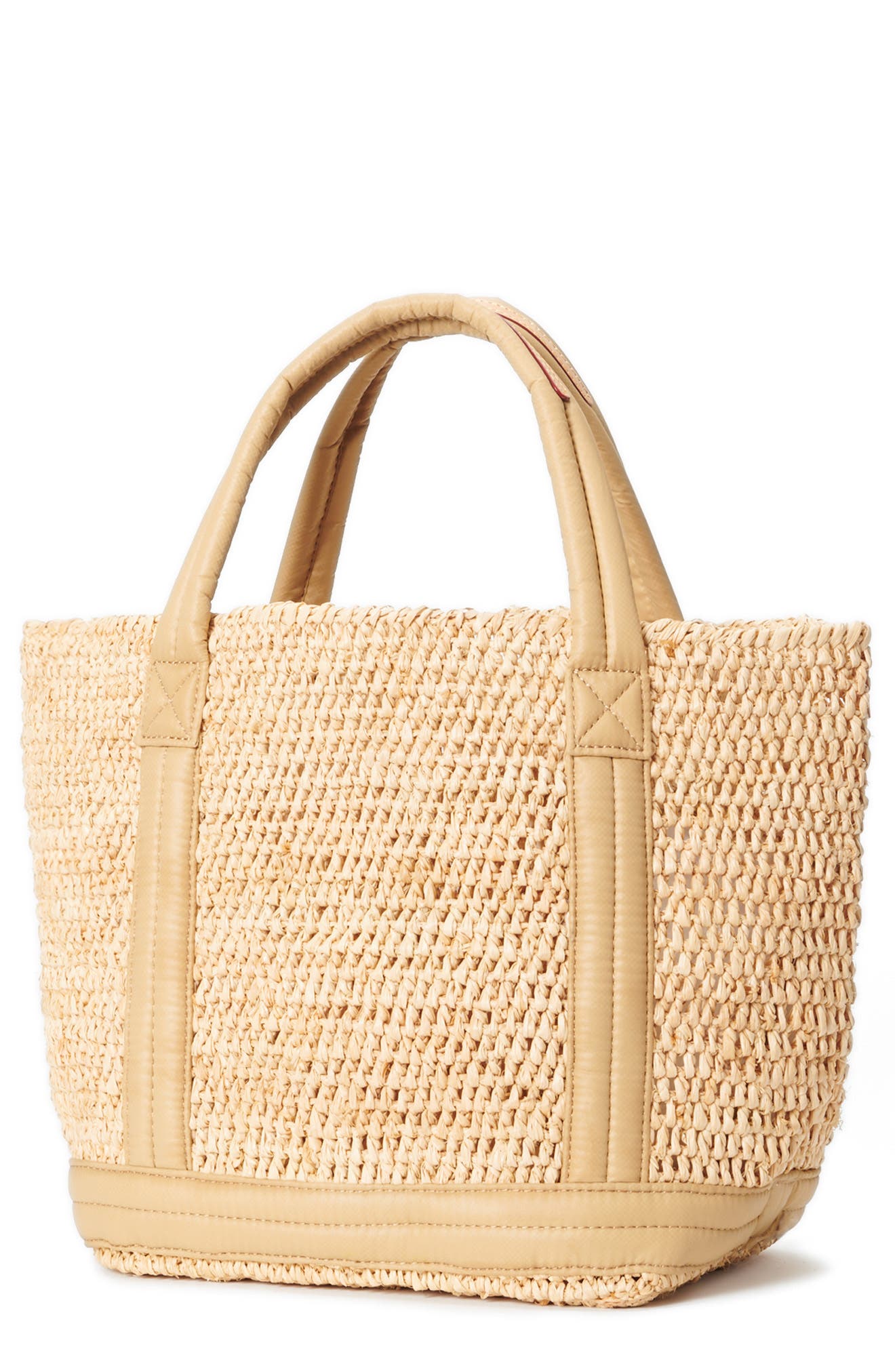 MZ Wallace Small Raffia Tote in Raffia/Black Lacquer | Smart Closet